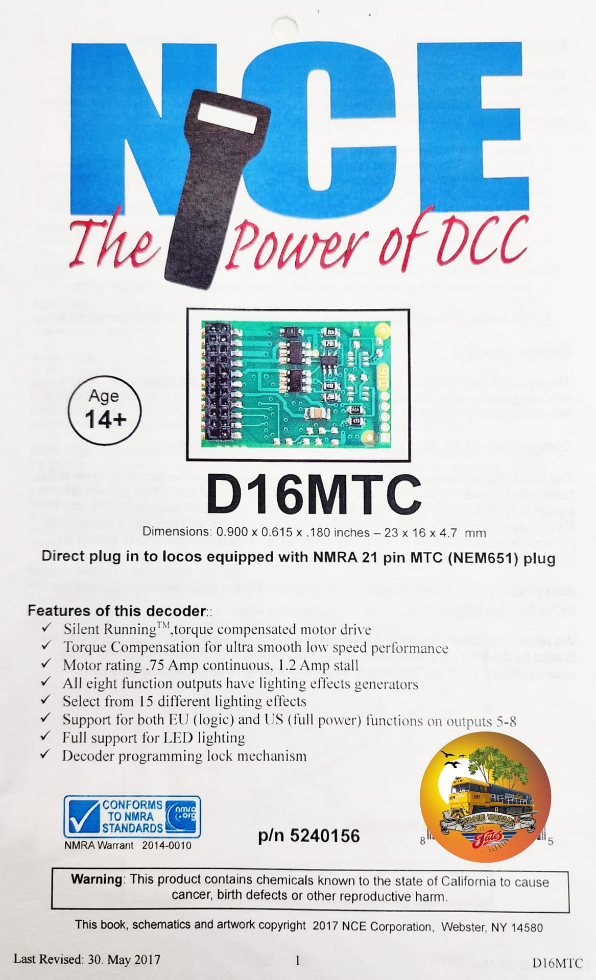 Nce D16mtc 21pin Decoder.