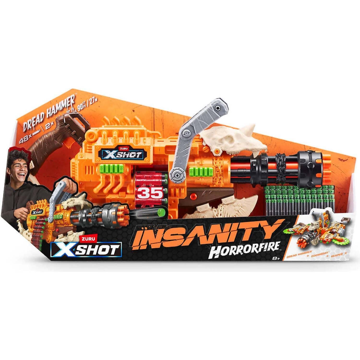 Zuru – X-shot Insanity Horrorfire Dread Hammer With 48 Darts – BrickBuilder