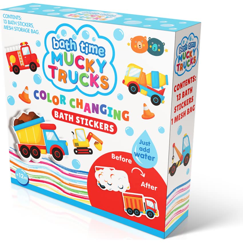 Buddy & Barney – Colour Changing Bath Stickers – Mucky Trucks